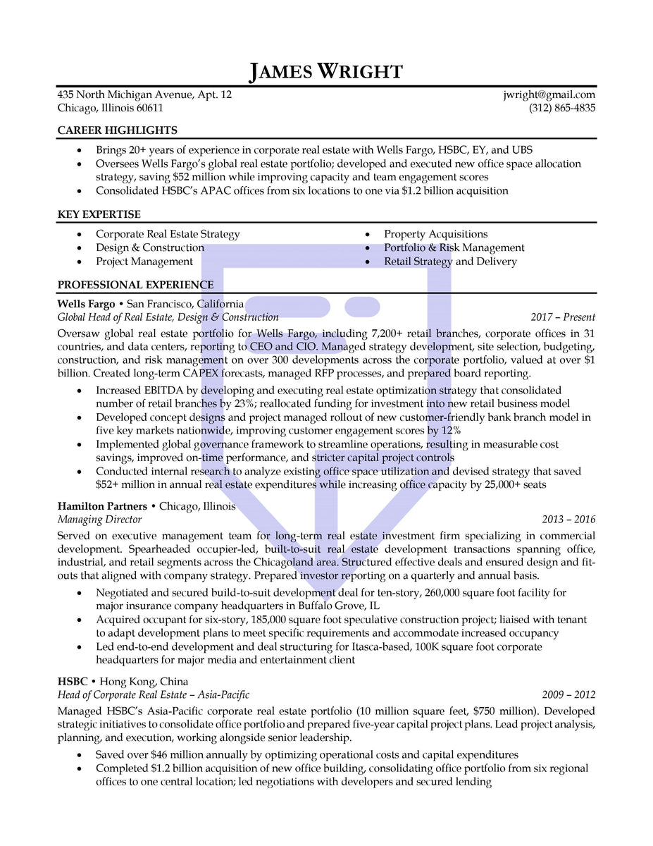 Sample Executive Resume Template Executive Resume Template